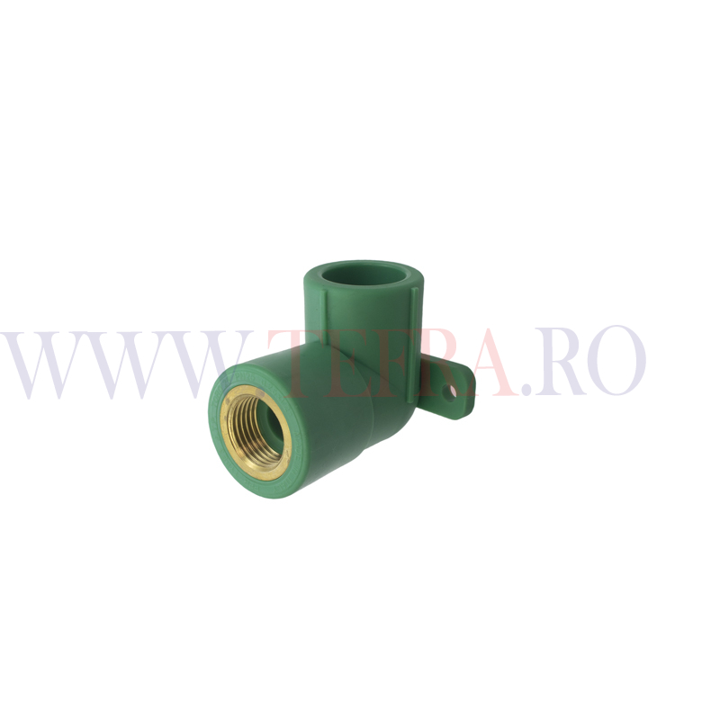 Cot 90 grade PPR verde, cu flansa FF 1/2″ x D.20 mm - Tefra.ro