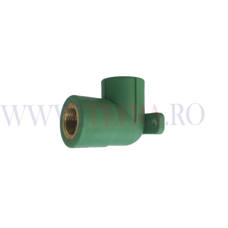 Cot 90 grade PPR verde, cu flansa FF 1/2″ x D.20 mm - Tefra.ro